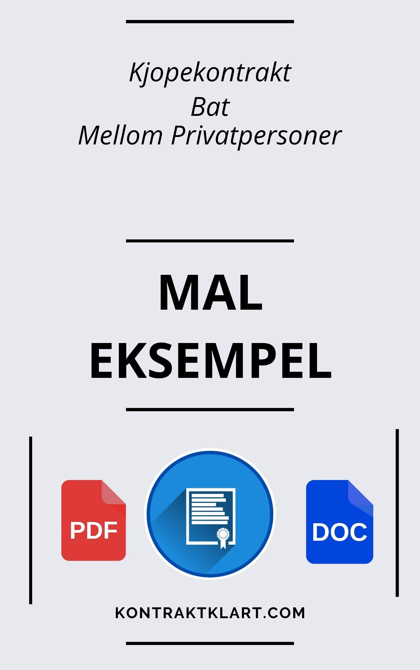 Kjøpekontrakt Båt Mellom Privatpersoner | Eksempel - Mal | PDF WORD