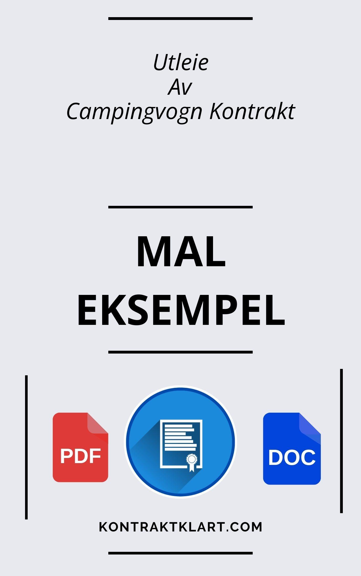 Utleie Av Campingvogn Kontrakt | Mal og Eksempel | WORD PDF
